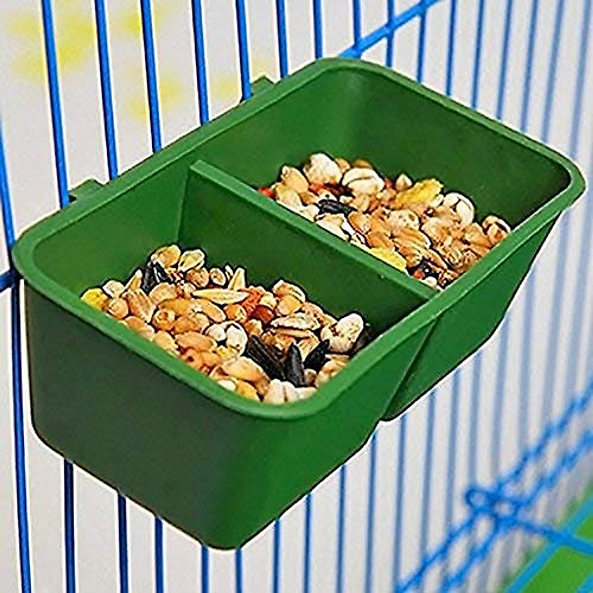 2-in-1 Double Trough Bird Seed Food Feeding Dish Water Feeder Bowl for Parrot Macaw African Greys Budgies Parakeet Cockatiel Conure Canary Finch Cage