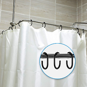 24 Packs Plastic Shower Curtain Rings Hooks for Bathroom Shower Window Rod (Black)