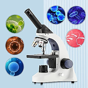 Compound Monocular Microscope Kids Adults - 40X-2000X Monocular Microscope for Kids Adults Students with Storage Bag, Metal Eyepiece, Slides (2022