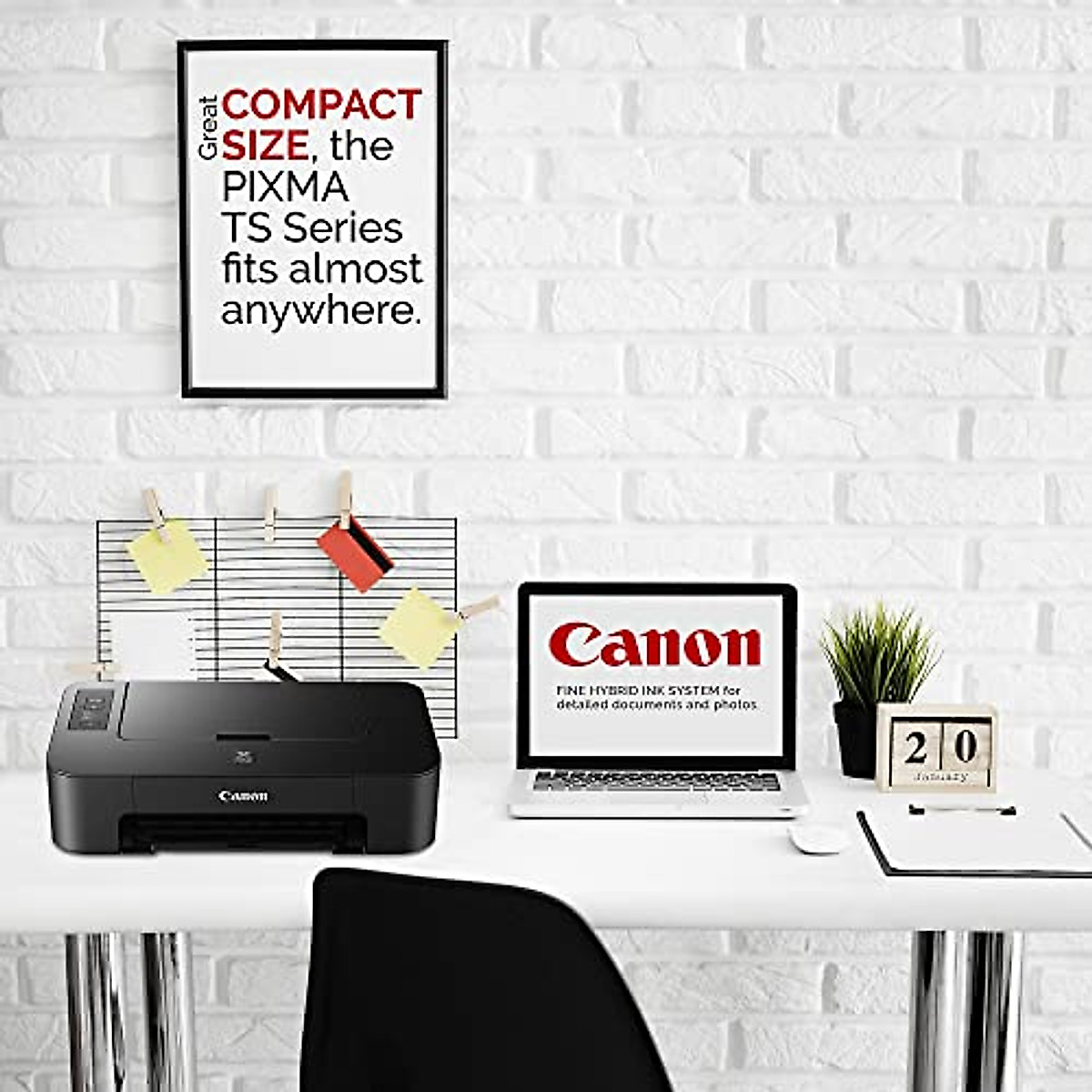 Canon PIXMA TS Inkjet Photo Printer, High Resolution Images, Fast Print Speeds, Home and Office, with Canon Ink and Microtella USB Printer Cable Bundle – Black
