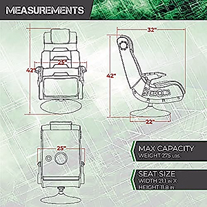 X Rocker Pro Leather Lounging Video Gaming Pedestal Chair with Vibration - Wireless Audio Force Modulation Technology - 2 Speakers & Subwoofer - Armrest - Black