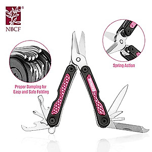 WORKPRO Pink Utility Knife & Multi Tool Set, Folding Box Cutter, Quick Change Blade, 8 in 1 Multi Function Scissor- Portable Pocket Tools for Outdoors, Camping, Fishing, Hiking - Pink Ribbon