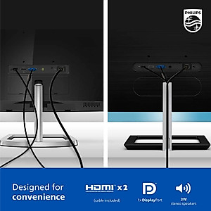 PHILIPS 278E1A 27" Frameless Monitor, 4K UHD IPS, 109% sRGB, Speakers, VESA, 4Yr Advance Replacement Warranty