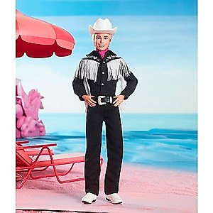 Barbie The Movie Collectible Ken Doll Wearing Black and White Western Outfit (Exclusive)