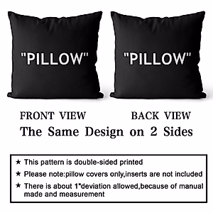 Snycler Hypebeast Room Decor,Off Black Inspired Pillow Quotation Decorative Set of 2 Throw Pillow Cover,Sneakerhead Decor,Square Cushion Case for Home Sofa Couch Decoration 18"×18"