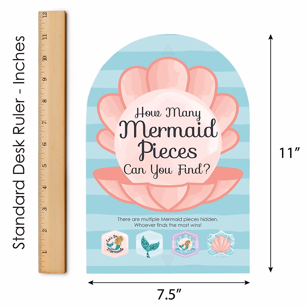 Big Dot of Happiness Let’s Be Mermaids - Baby Shower or Birthday Party Scavenger Hunt - 1 Stand and 48 Game Pieces - Hide and Find Game