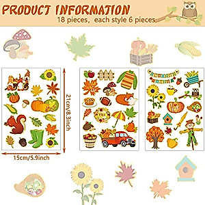 288 Pieces 48 Styles Fall Temporary Tattoos for Kids Autumn Temporary Tattoos Stickers Pumpkin Leaves Scarecrows Fake Tattoos Thanksgiving Tattoo Stickers for Children Theme Party Supplies