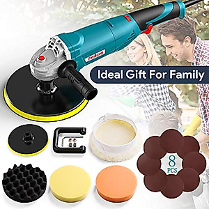 ENEACRO Polisher, Rotary Car Buffer Polisher Waxer, 1200W 7-inch/6-inch Variable Speed 1500-3500RPM, Detachable Handle Perfect for Boat,Car Polishing and Waxing