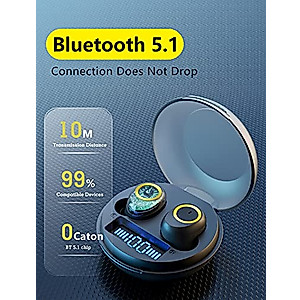 Bluedio D3 Wireless Earbuds, in-Ear Earphones with Charging Case, Car Headset Built-in Mic Support Wireless Charging for Cell Phone, Sport, Black