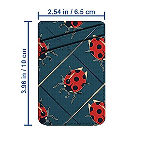 Diascia Pack of 2 - Cellphone Stick on Leather Cardholder ( Decorative Ladybugs Pattern Pattern ) ID Credit Card Pouch Wallet Pocket Sleeve