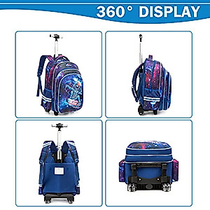 Meetbelify Boys Rolling Backpack Kids Backpacks with Wheels for Elementary Student School Bags Trolley Trip Luggage