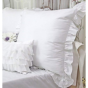 Queen's House White Duvet Cover Set Queen and White Ruffle Euro Shams Bundle