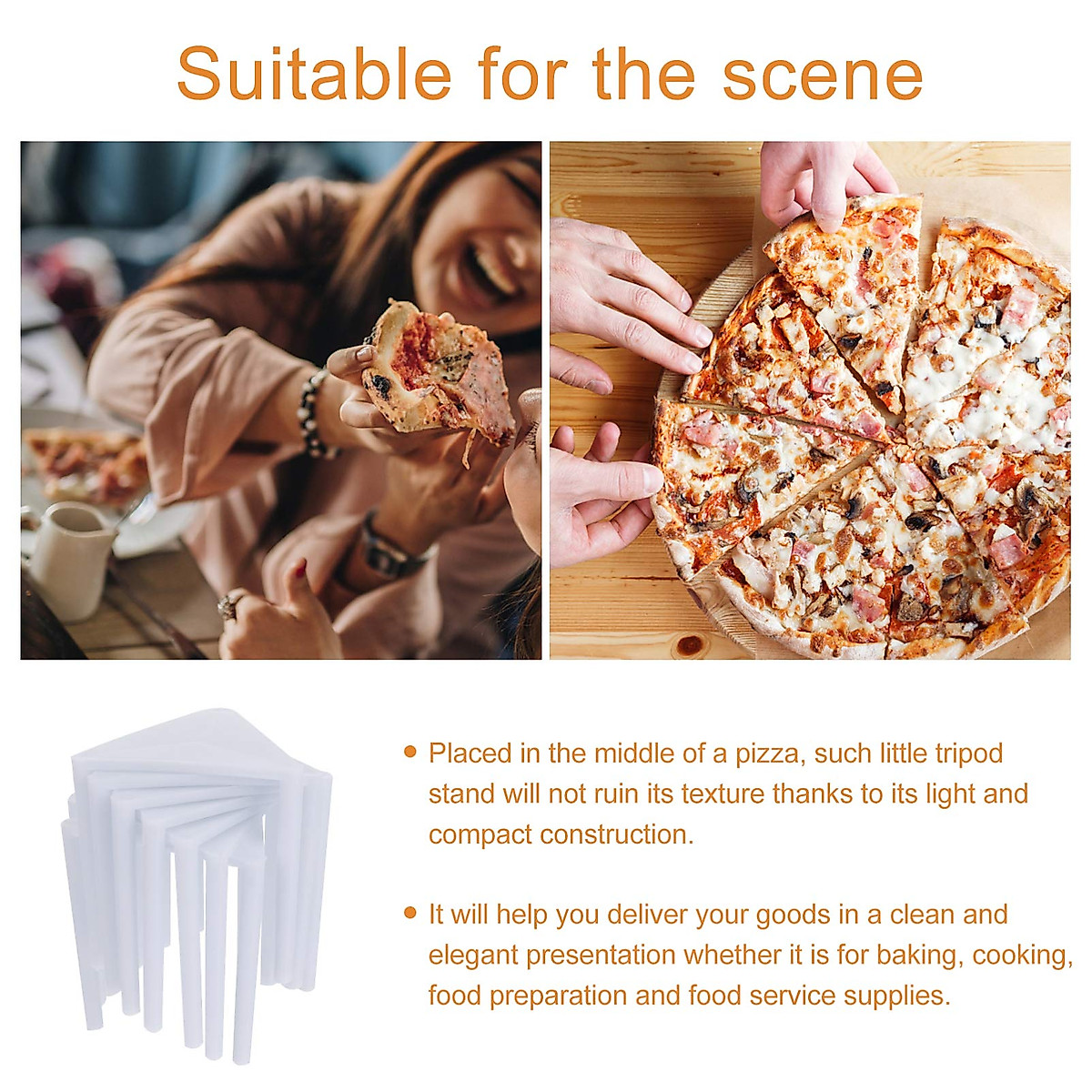 Hemoton Cake Tray 100pcs Plastic Pizza Tabletop Pizza Saver Pizza Box Table Triangle Brackets Pizza Holder White Serving Tray
