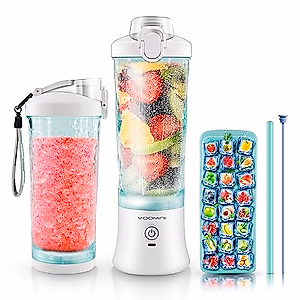 Portable Blender, Personal Blender for Shakes and Smoothies - USB Rechargeable 20oz Mini Blender with 6 Blades and ToGo Cup for Sports Travel Gym