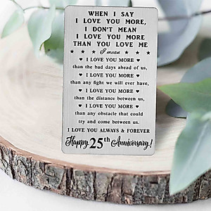 25th Anniversary Card Gifts for Women Couple, 25th 25 Year Anniversary Romantic Wallet Card Gifts for Wife