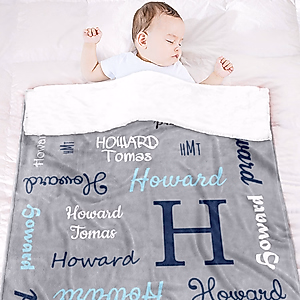 ONGNOU Custom Blanket Personalized Throw Blanket with Monogram Name Text Perfect Customized Baby Blanket for Newborn Baby, Toddler, Kids, Friends or Family on Thanksgiving Easter and Birthday Gift