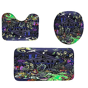 DDS-DUDES 4Pcs Nightmare Before Christmas Zombie Bride Jack Shower Curtain Sets Kids Bathroom Halloween Decor with 12 Curtain Hooks for Bathroom, Waterproof 71 x 71 inch (D0025)