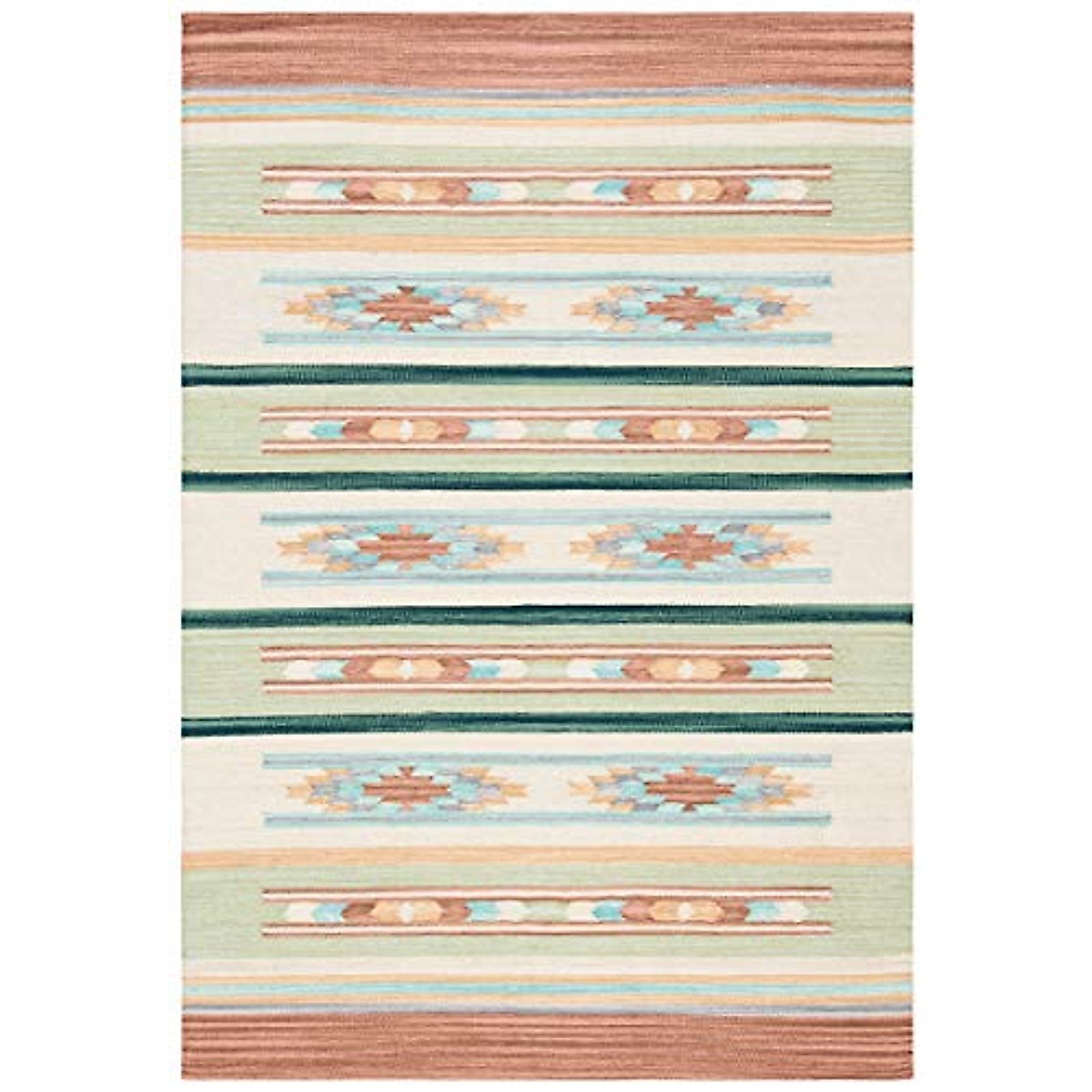 SAFAVIEH Cotton Kilim Collection Accent Rug - 4' x 6', Brown & Ivory, Handmade Southwestern Boho Tribal Cotton, Ideal for High Traffic Areas in Entryway, Living Room, Bedroom (KLC301T)