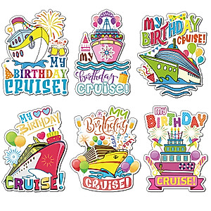 6 Pcs My Birthday Cruise Door Magnets Funny Magnetic Carnival Cruise Door Decorations Cruise Magnets for Door Happy Birthday Magnets for Cruise Door Stateroom Cars Refrigerator Party Decor