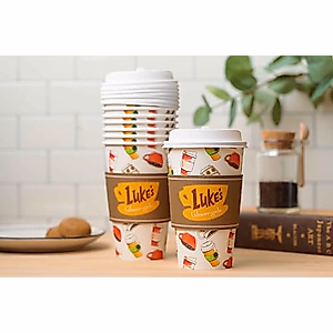 Silver Buffalo Gilmore Girls Lukes Logo 8pk Paper Travel Cup with Lid, 16 Ounces