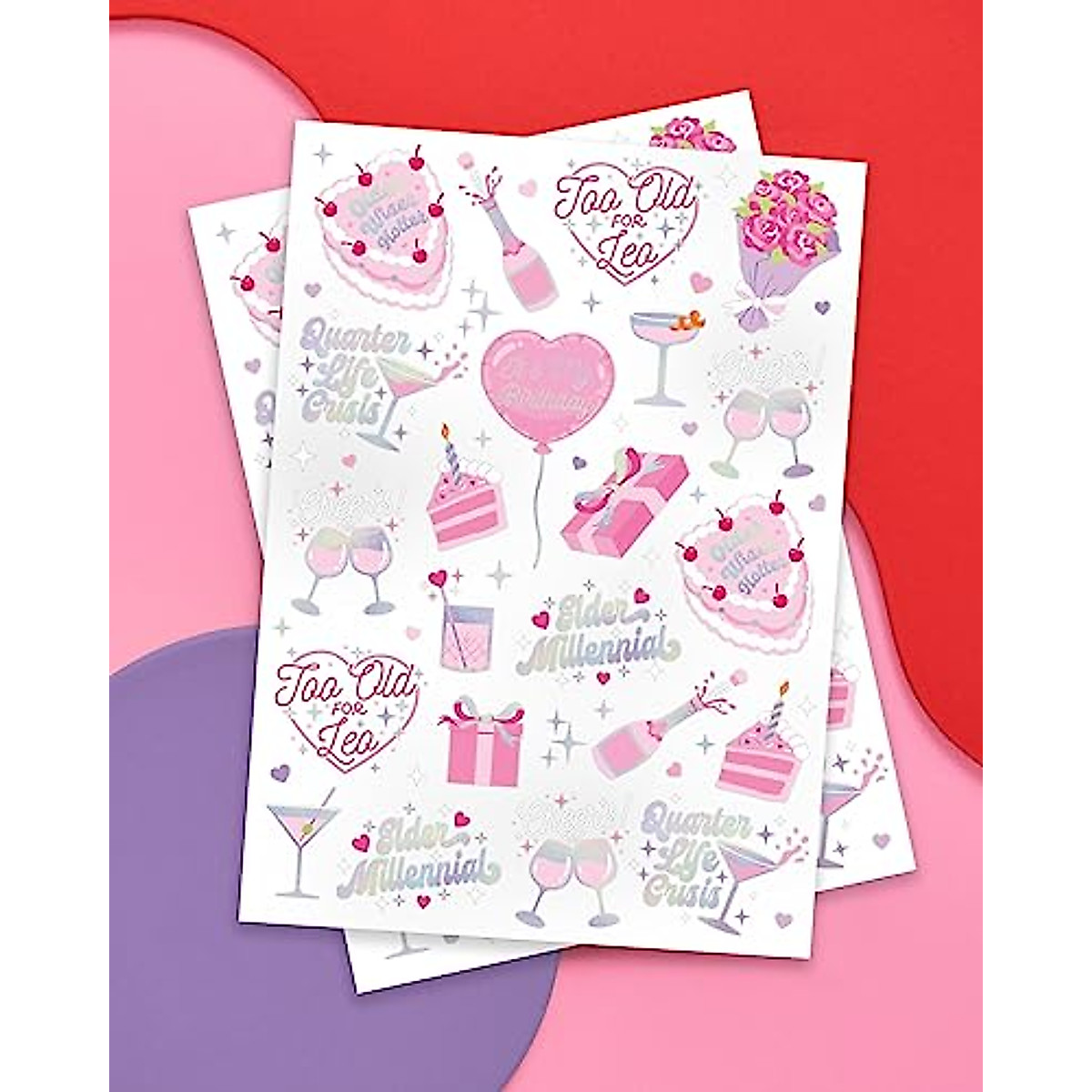 xo, Fetti Elder Millennial Birthday Temporary Tattoos - 44 iridescent styles | Birthday Party Decorations, Fun Birthday Girl Party Favors, HBD, Older Wiser Hotter, 20s, 30s