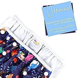 Pedobi Reusable Baby Swim Diapers, Adjustable Diaper Swim for Toddlers 9 Months - 3 Years Old, 3 Pack for Swimming Lessons (Sea World, Large)