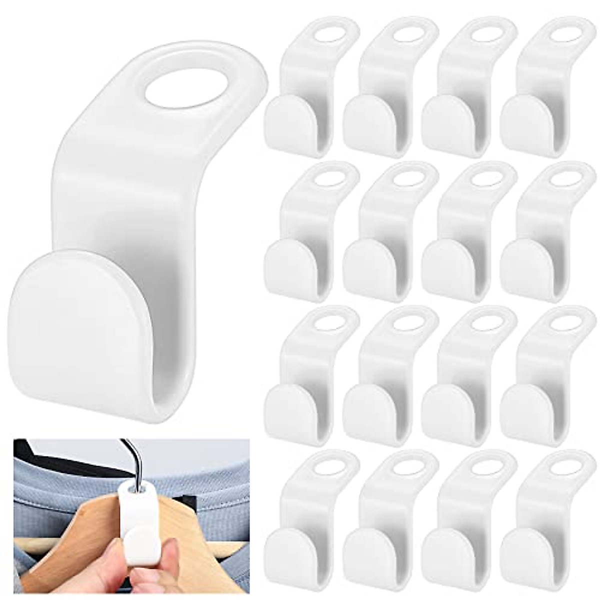 65 Pcs Clothes Hanger Connector Hooks, Cascading Hangers Extender Clips, Space Saving Hanger Closet Organizer Hooks, Cascading Connection Hooks for Shirt Clothes Coat Hangers - White