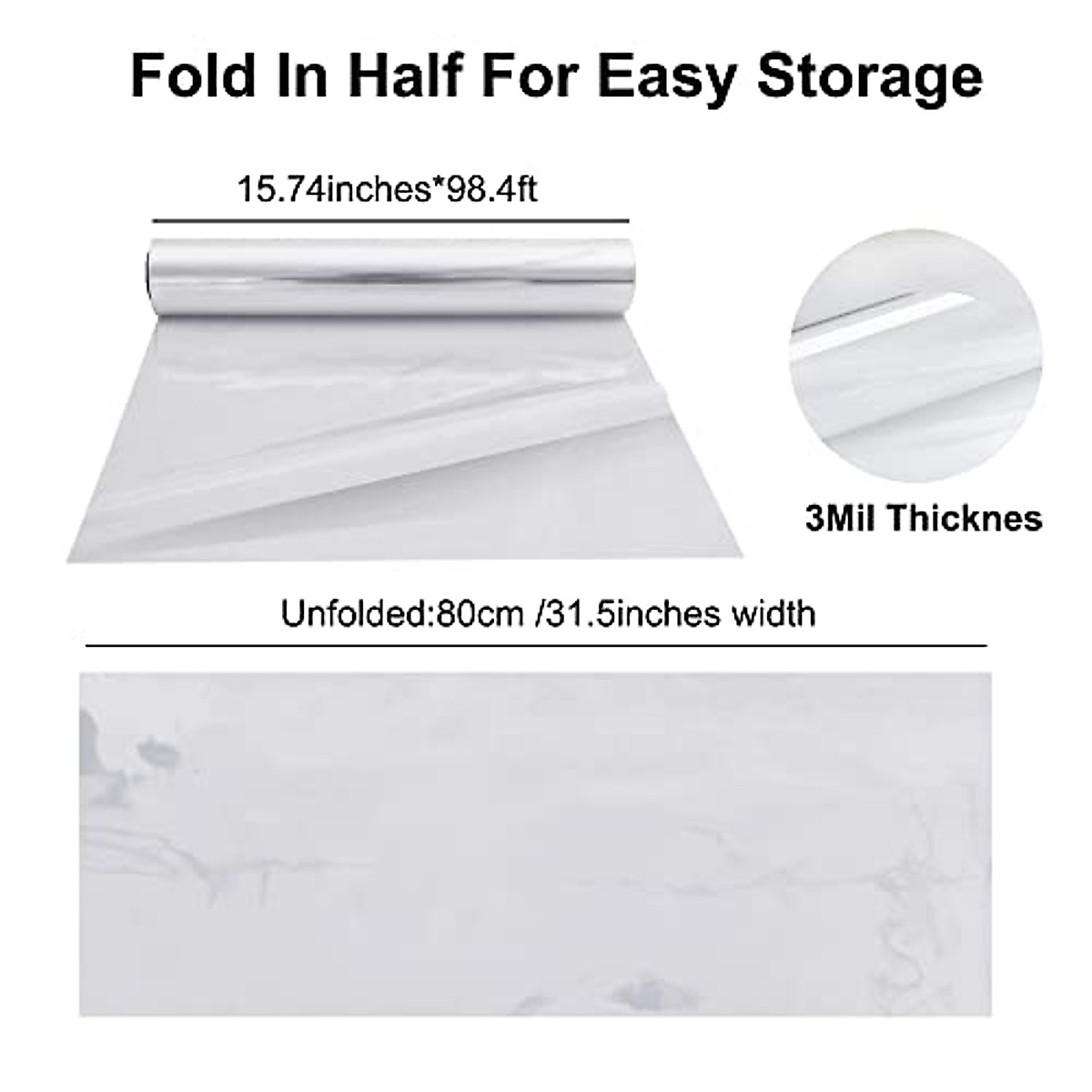 BEISHIDA Clear Cellophane Wrap Roll for Gift Baskets, 100ft-L x 31.5in-W Fold to 16in Cellophane Roll Gift Basket Wrapping Plastic Cellophane Wrap for Gift Baskets, Food and Flower