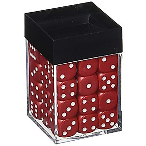 Chessex Dice d6 Sets: Opaque Red with White 12mm Six Sided Die (36) Block of Dice