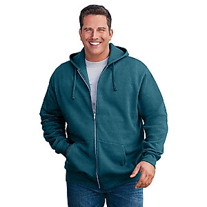 KingSize Men's Big & Tall Fleece Zip-Front Hoodie - 4XL, Heather Midnight Teal