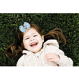 6pc 5" Large Hair Bows for Girls with Heart Emblem (D)