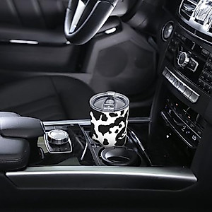 Yaxongx 20oz Tumbler Cow Skin Pattern Double Wall Vacuum Insulated Coffee Mug with Lid and Metal Straw Brush Reusable Stainless Steel Water Bottle Travel Cup Gifts for Car Ice Drinks Hot Beverage