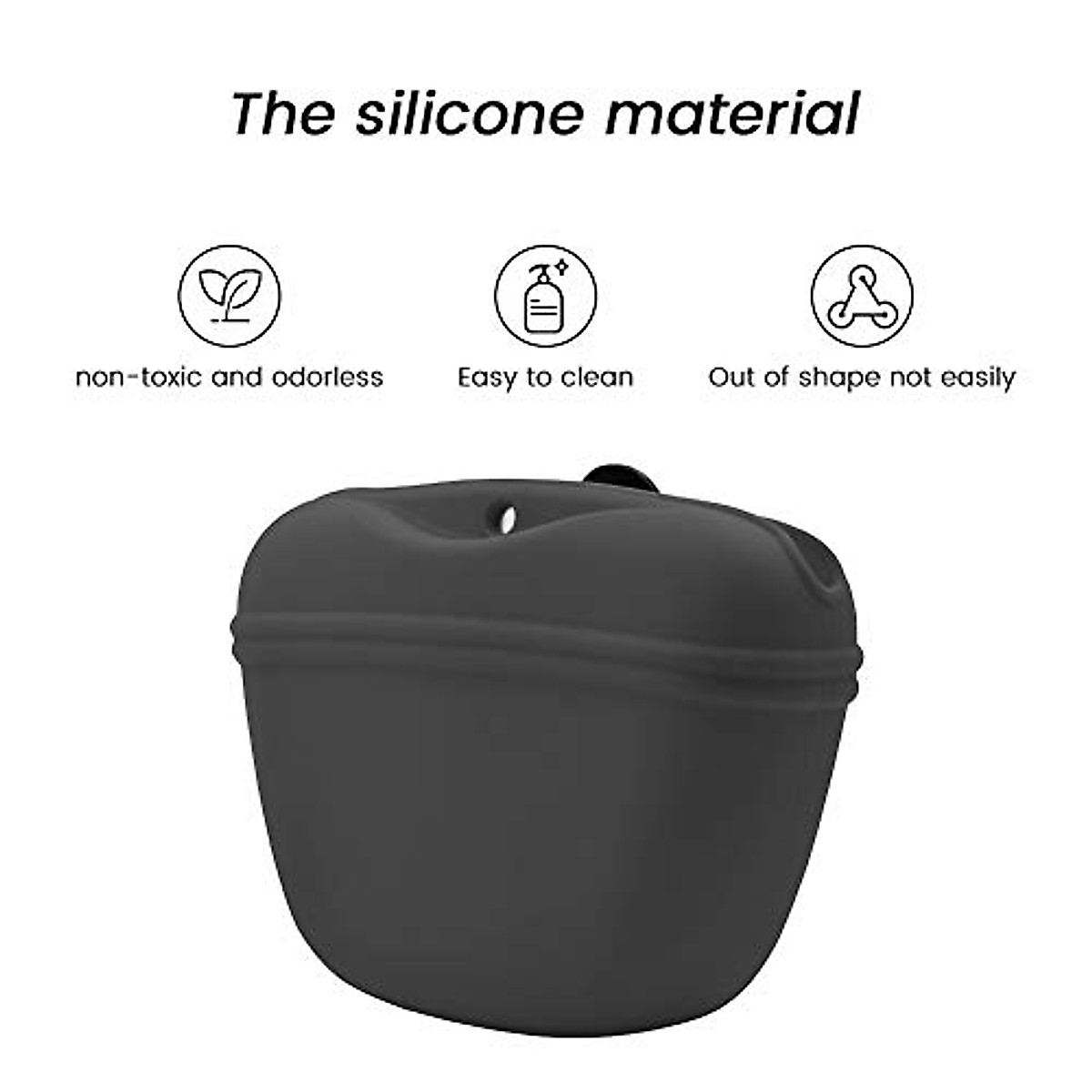 AUDWUD- Silicone Dog Treat Pouch - Clip on Portable Training Container – Convenient Magnetic Buckle Closing and Waist Clip - BPA Free