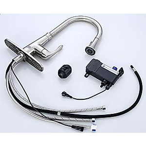 Touchless Kitchen Faucet with Pull Down Spray Head, Two Sensors Single Handle High Arc 2-Function Kitchen Sink Faucets with Pull Out Sprayer, 1&4 Hole Deck Mount, Brushed Nickel PVD,KNACK