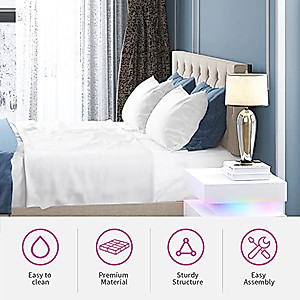 Mixoy Bed Frame with 4 Storage Drawers and Headboard,Cal King Size Upholstered Bed Frame with Curved Button Tufted,Rhombic Stitched,No Box Spring Needed/Easy Assembly/No Mattress(Cal King,Beige)