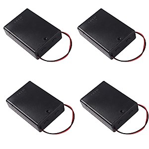 AITIAO 4 Pieces 3 Slots 1.5V AA Battery Case Holder Battery Spring Clip Storage Box with Wire and On/Off Switch