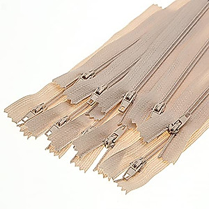 #3 Beige Nylon Coil Zipper Closed End Zippers Bulk for DIY Tailor Sewing Crafts,Bags,Purses(20 PCS/Pack,16 Inch) SHUNLI
