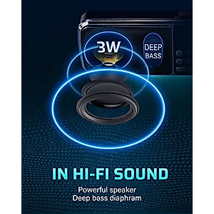 PRUNUS J-189 Bluetooth AM FM Radio, Small Portable Radio - Dual Speaker Heavy Bass, LED Flashlight, Pocket Size, TF Card USB AUX MP3 Player, Rechargeable Battery Operated Small Radio(Black)