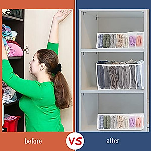 18 Pcs Drawer Organizers for Clothing Wardrobe Clothes Organizer Divider Foldable Mesh Closet Organizers and Storage for T-shirt, Jeans, Pants, Sock, Underwear, Bra (9 Grids, big)