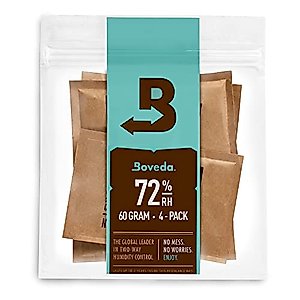 Boveda 72% RH 2-Way Humidity Control – Restores & Maintains Humidity – All In One Solution For Humidification- Patented Technology – Convenient & Versatile - 4 Count Resealable Bag