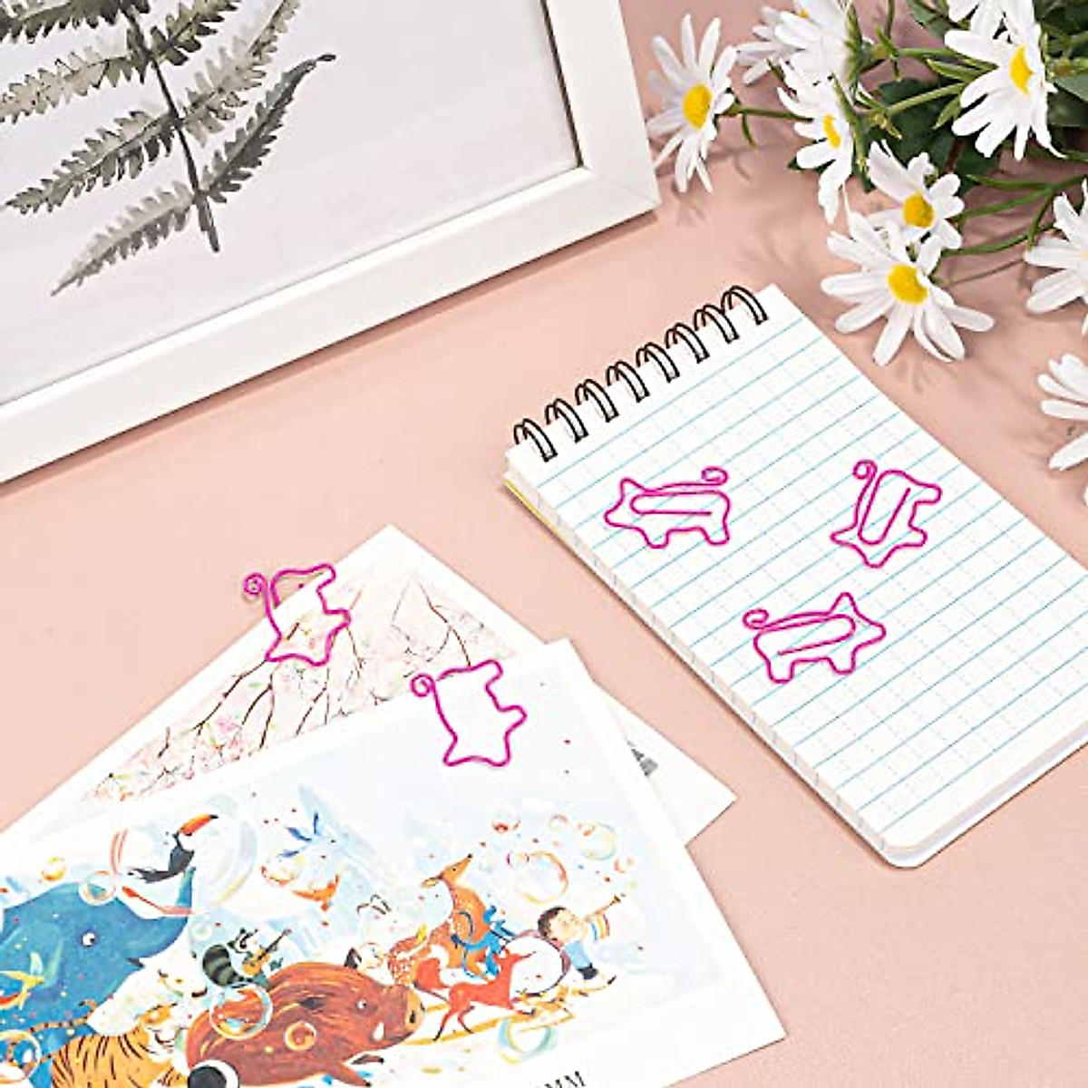 RAYNAG 50 Pieces Cute Pig Shaped Small Paper Clips Bookmark Clips for Office School Home ,Pink