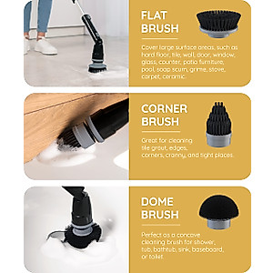 JULY HOME Electric Spin Scrubber with Adjustable Extension Shower Scrubber Brush, Cordless Automatic Power Scrubber for Shower, Cleaner for Tile, Floor, Long Handle & 3 Brush (Packaging May Vary)