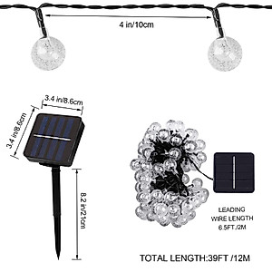 Solar Globe String Light 100 LED 39FT Outdoor Patio Lights , Waterproof & 8 Modes for Christmas,Halloween,Yard Party, Garden,Wedding,Home (Warm Yellow)