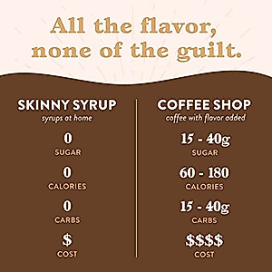 Jordan's Skinny Syrups Sugar Free Coffee Syrup, Vanilla Flavor Drink Mix, Zero Calorie Flavoring for Chai Latte, Protein Shake, Food and More, Gluten Free, Keto Friendly, 25.4 Fl Oz, (Pack of 6)