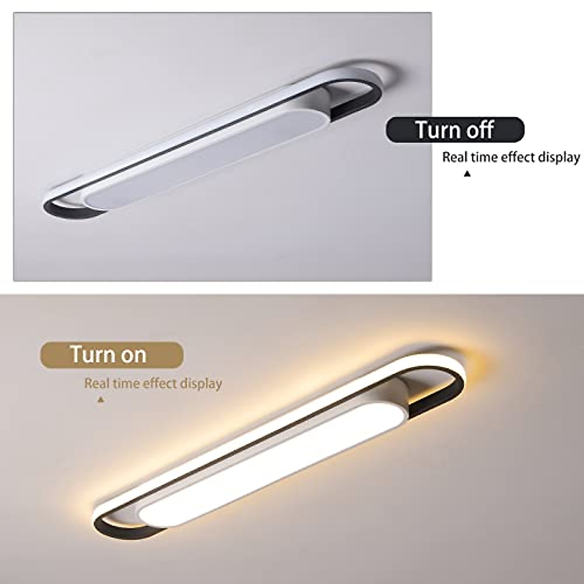 Naroume Modern LED Ceiling Light, 28.3" Flush Mount Ceiling Lamp, 50W Dimmable Metal Ceiling Chandelier Lighting Fixture for Living Room Bedroom Dining Room Office Hallway Aisle