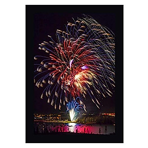Colorado, Frisco Fireworks Display on July 4th -11 by Fred Lord - 21" x 30" Black Framed Canvas Art Print - Ready to Hang