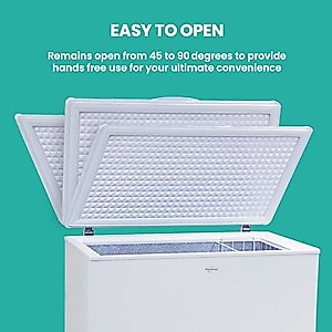 Koolatron 7.0 CuFt Chest Freezer with Manual Defrost Removable Storage Basket Adjustable Thermostat Quiet Compressor Cooling Stay-Open Lid Energy Efficient Deep Freezer for Home Basement Garage