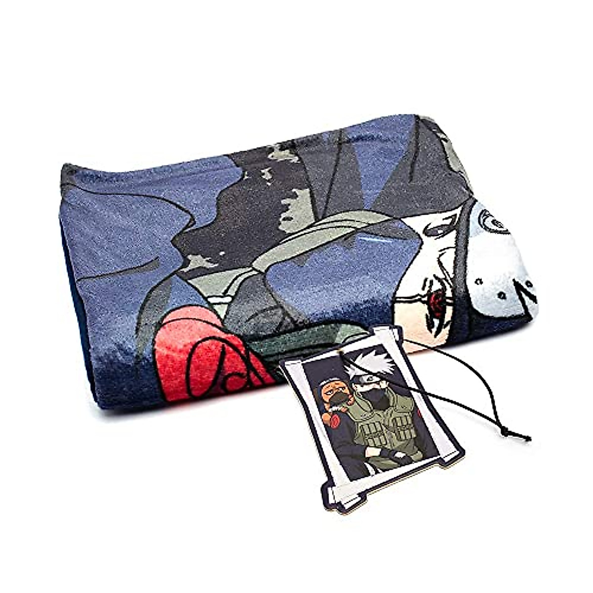 Naruto Shippuden Fleece Blanket for Couch Sofa and Bed | 45 X 60 Inches Naruto Blanket with Free Air Freshener Featuring Kakashi | Official Licensed | by Just Funky
