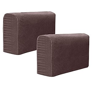 BESPORTBLE Chair Arm Protectors Sofa Armrest Cover Stretch Armchair Slipcover Protector Elastic Home Office Recliner Couch Cloth 2pcs (Dark Coffee)