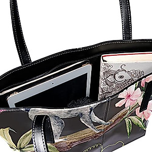 Tote Bag Women Satchel Bag Handbag Stylish Tote Handbag for Women Hobo Bag Fashion Crossbody Bag, Flower Tropical Lemur